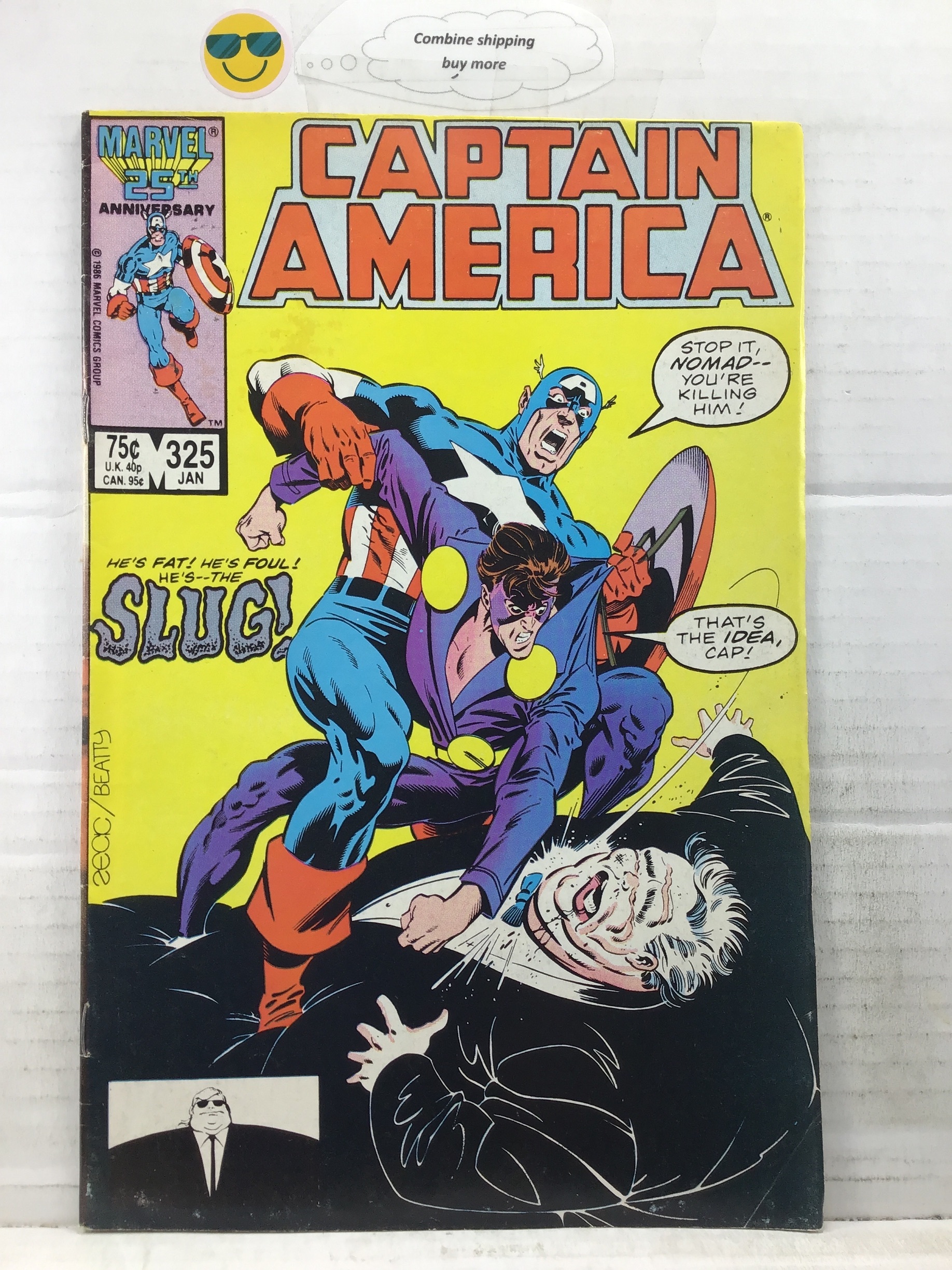 Captain America #325 (1987) key 1 st Full app of slug, Priscilla Lyons ...