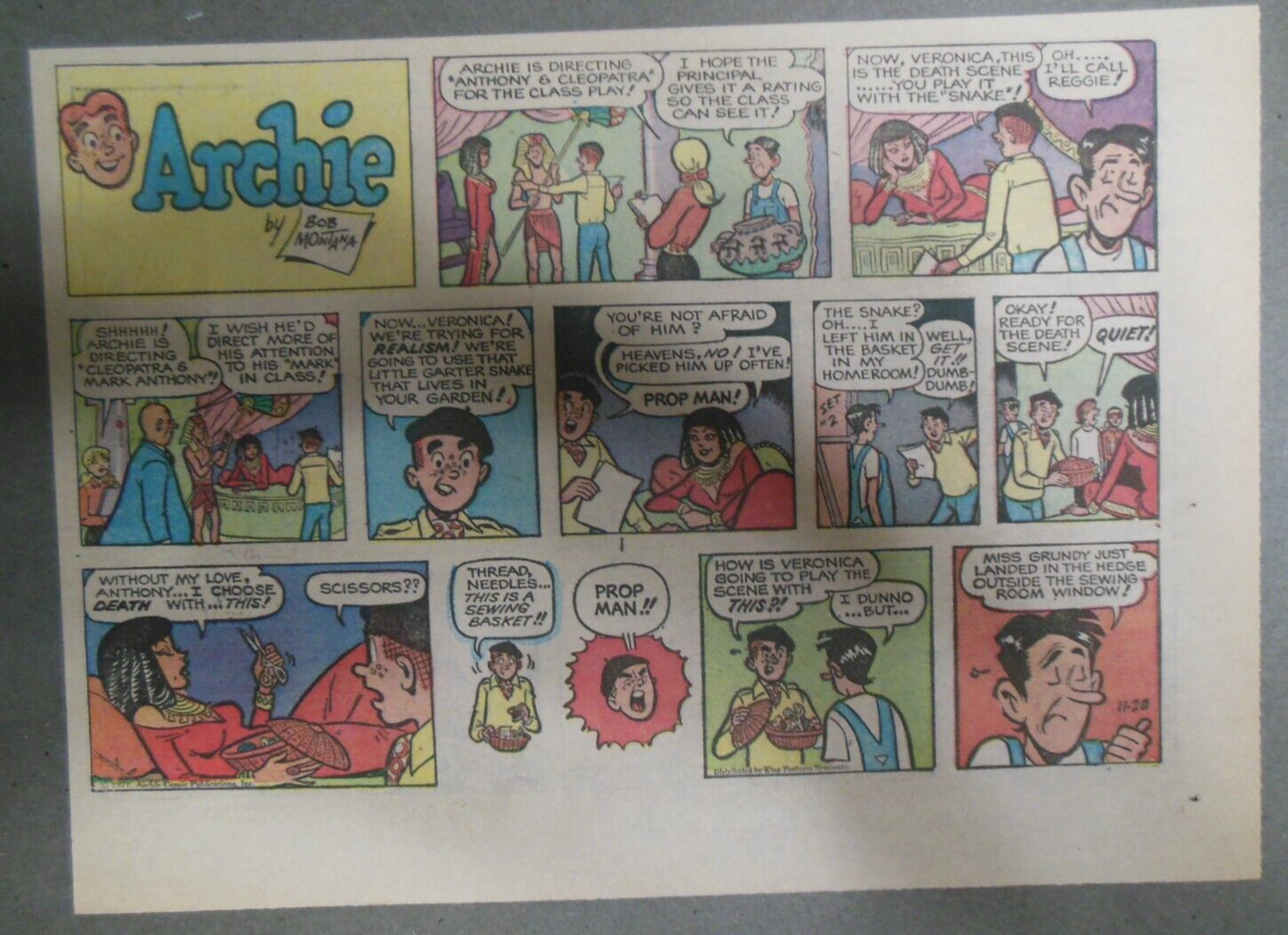 (32) Archie Sunday Pages by Bob Montana from 1971 Half Tabloid Size 7.5 ...