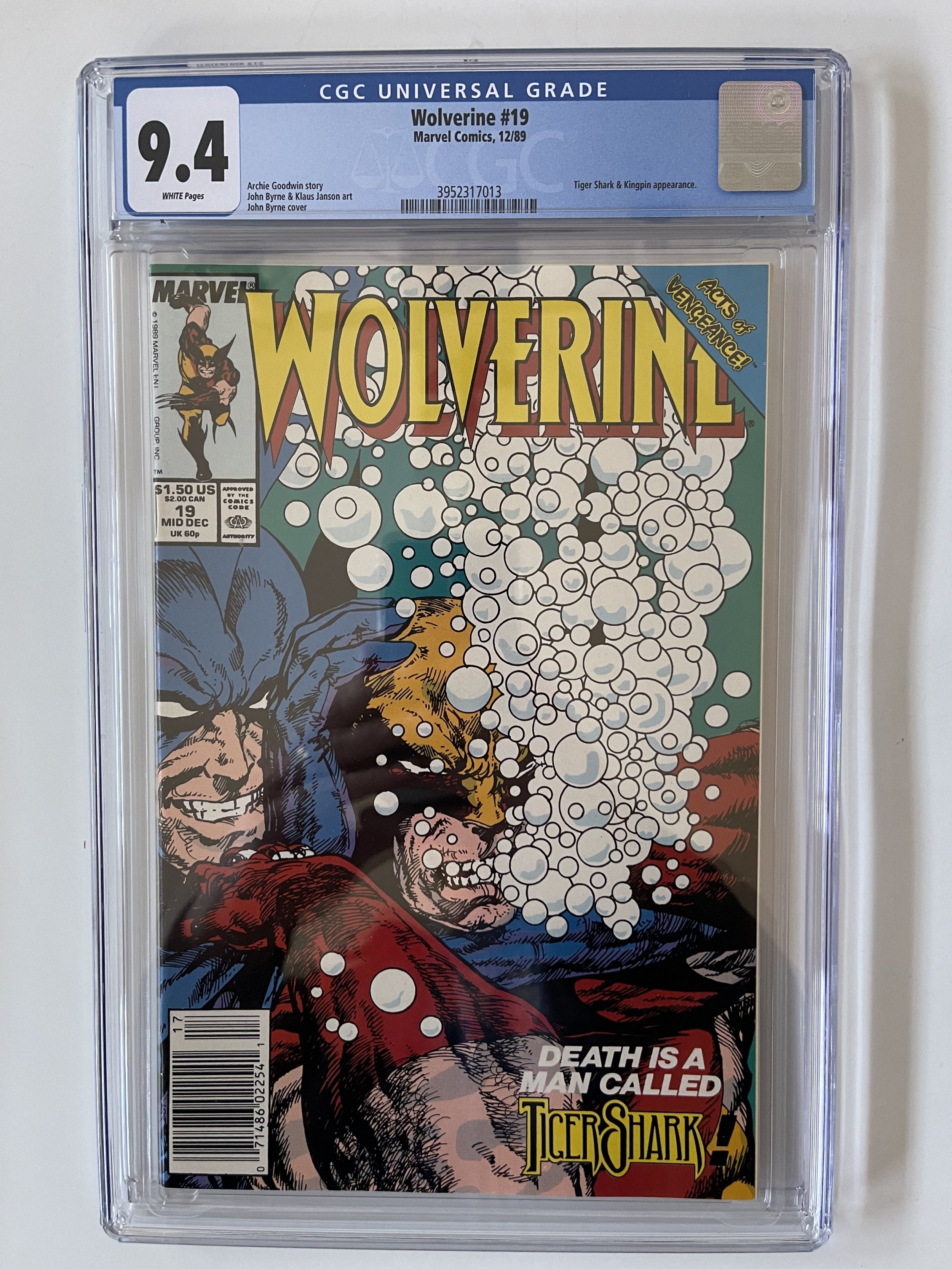 Wolverine #19 CGC 9.4 Newsstand - John Byrne Cover Kingpin App (1989 ...