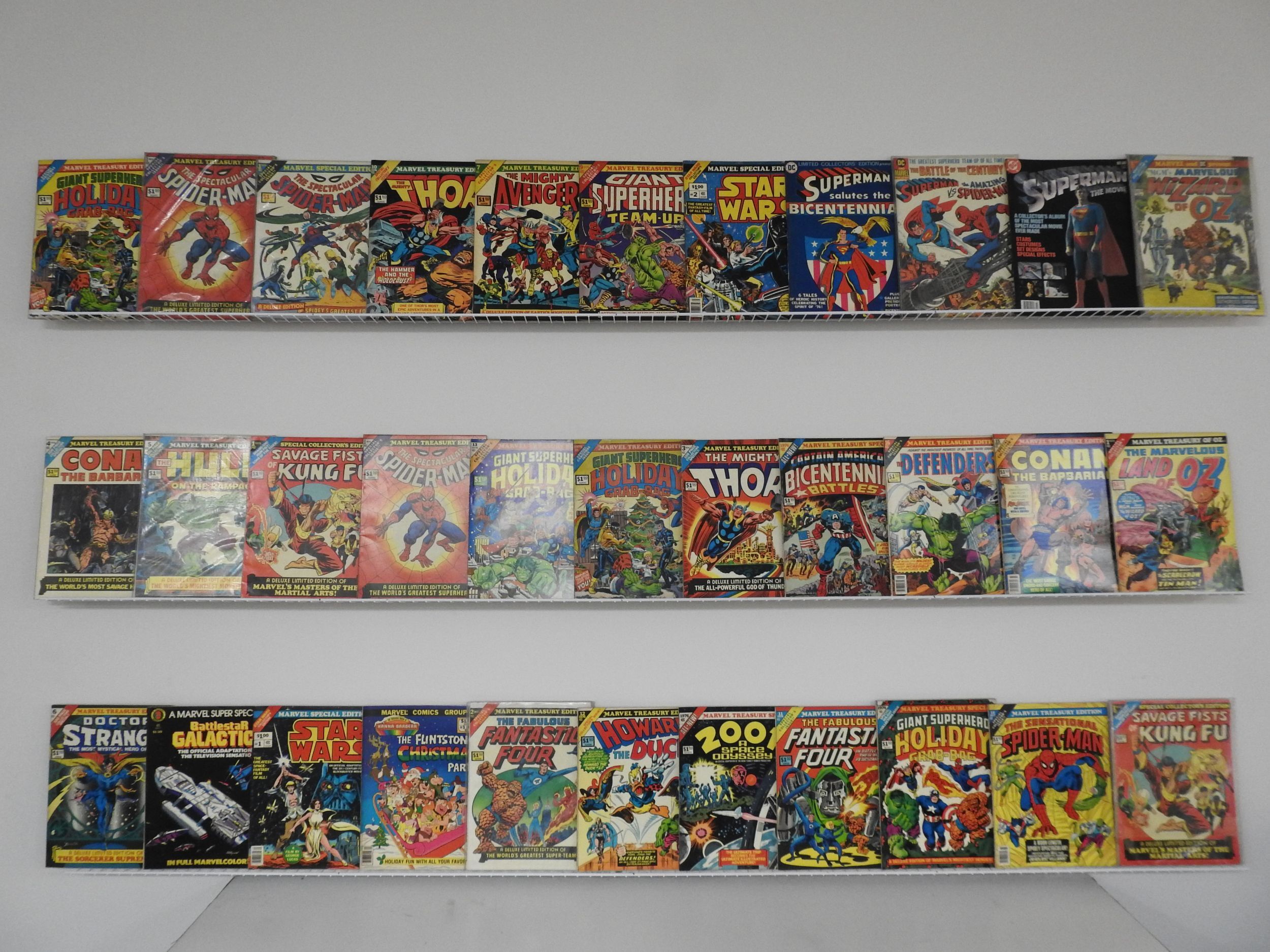 Huge Lot 33 Treasury Comic Books W/ Spider-Man, Star Wars, Thor, +More ...