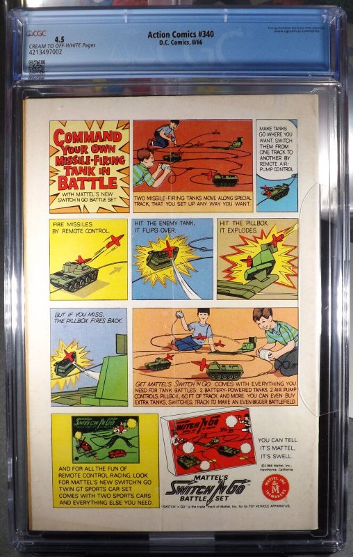 ACTION COMICS #340 CGC 4.5 1st Appearance of Parasite 1966 Superman ...