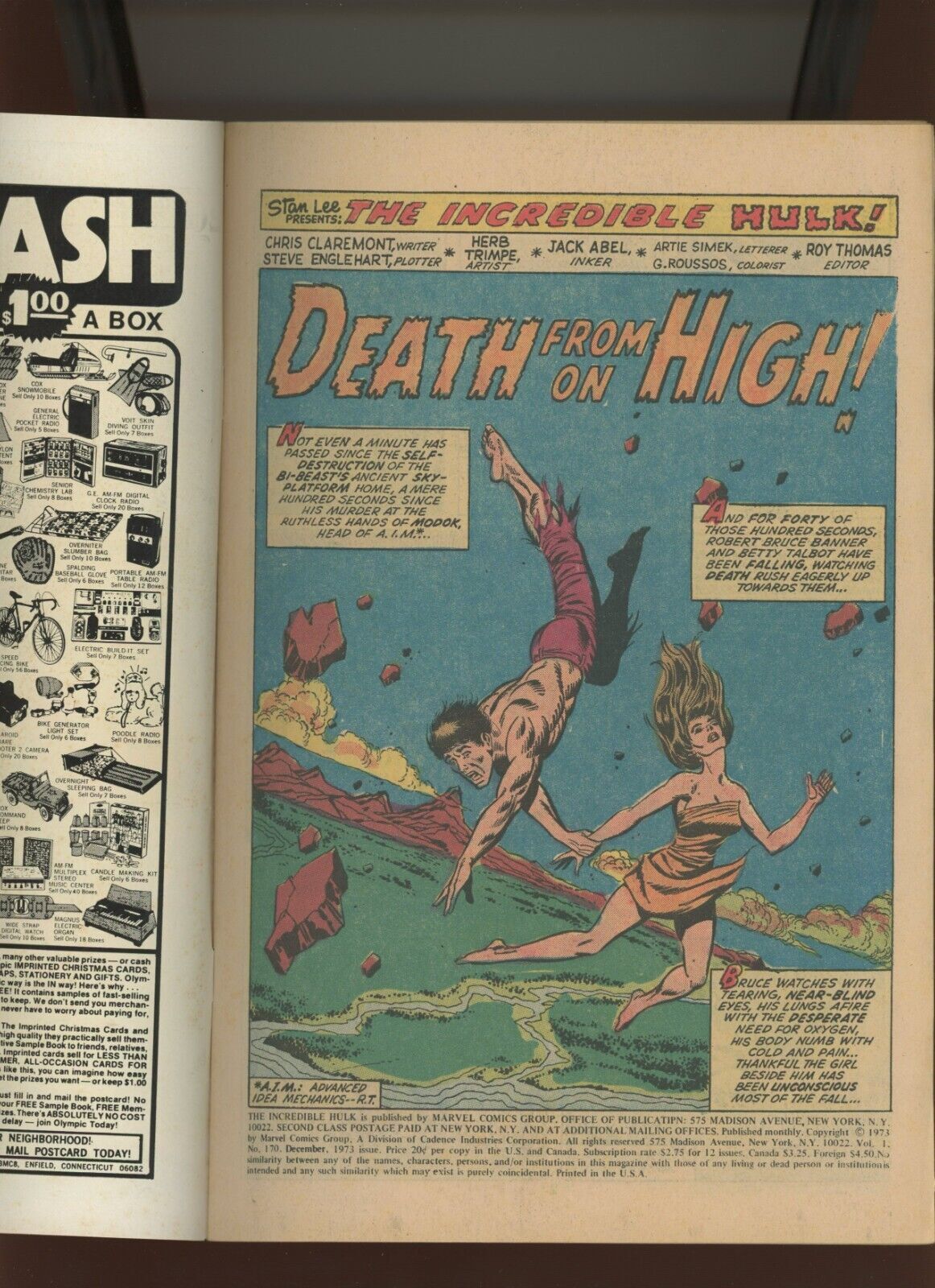 (1973) The Incredible Hulk #170: BRONZE AGE! HERB TRIMPE COVER ART! (6. ...