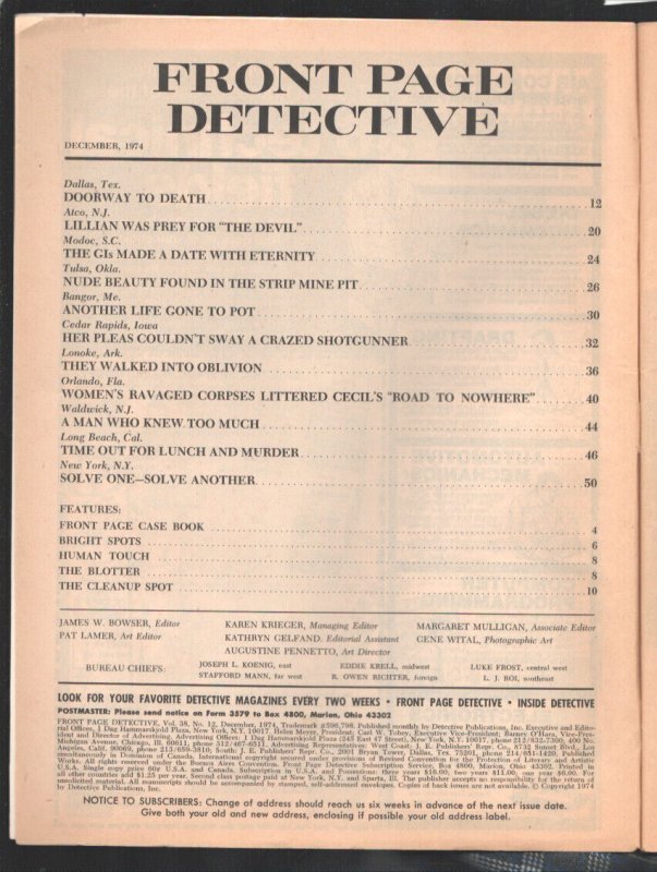 Front Page Detective 12/1974-Female execution cover-Marijuana pusher ...