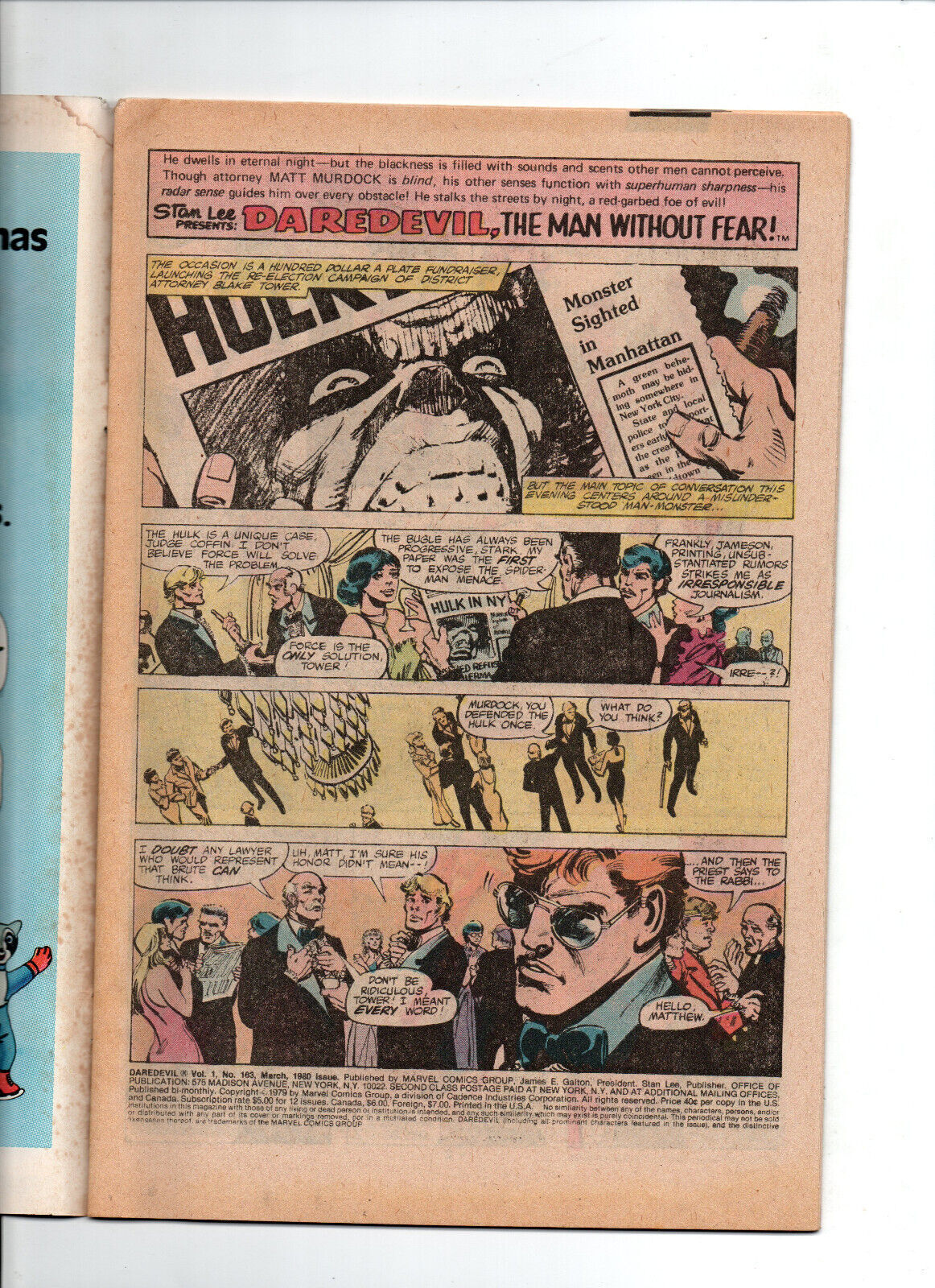 Daredevil #163 newsstand - vs Hulk - Frank Miller - 1980 - FN/VF ...