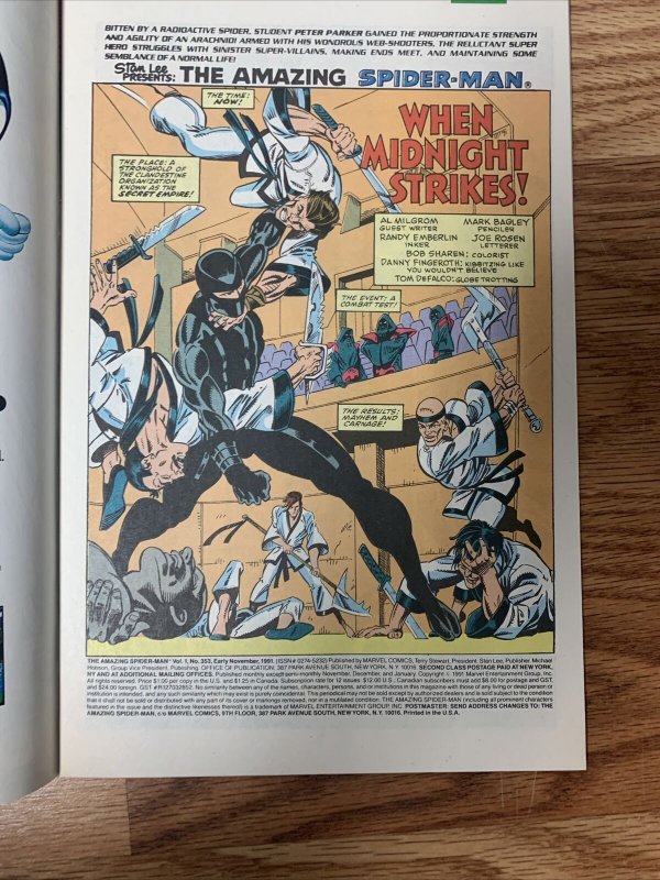 Marvel Comics - The Amazing Spider-Man - Early November 1991 - No. 353 ...