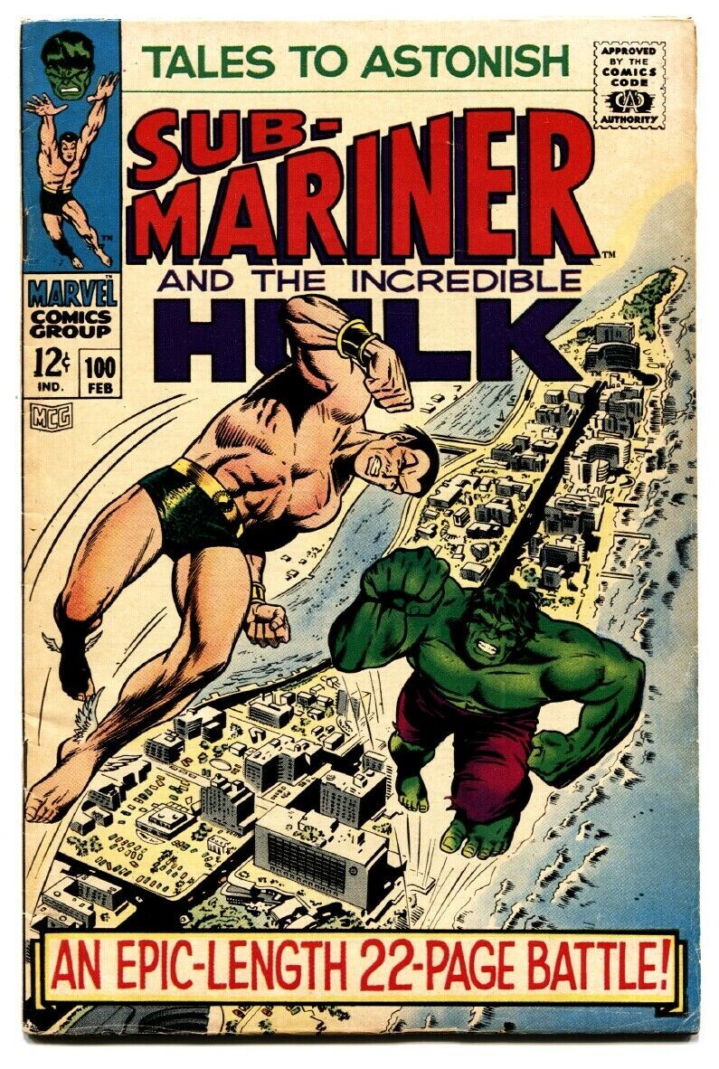 Tales to Astonish #100 Comic Book-Hulk-Sub-Mariner-Classic Cover-Marvel ...