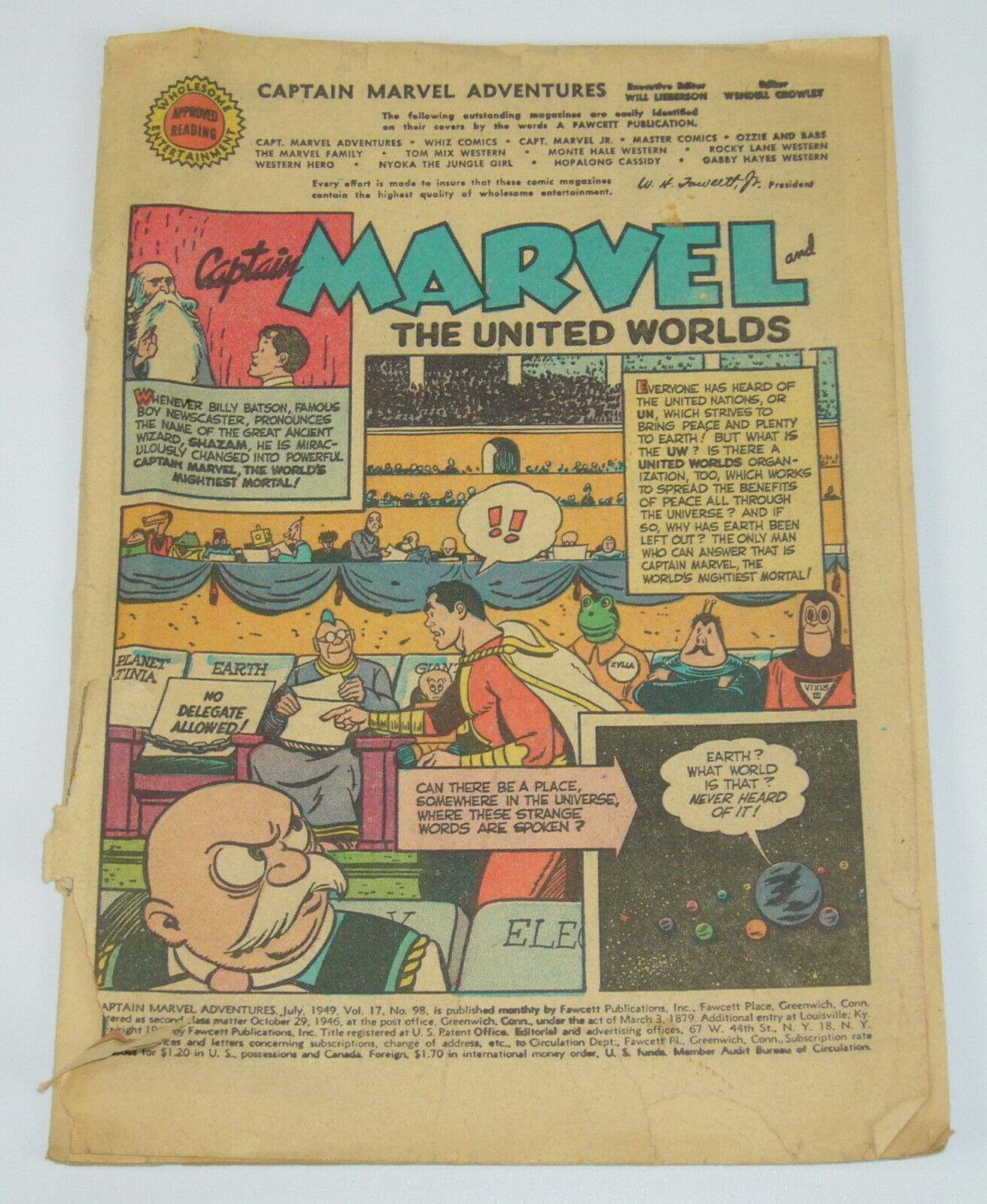 Captain Marvel Adventures #98 july 1949 - golden age fawcett comics ...