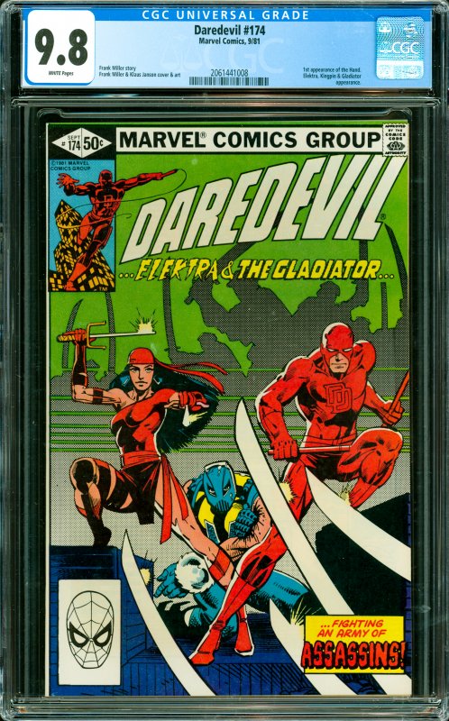 Daredevil #174 CGC graded 9.8 1st appearance of the Hand. Elektra ...
