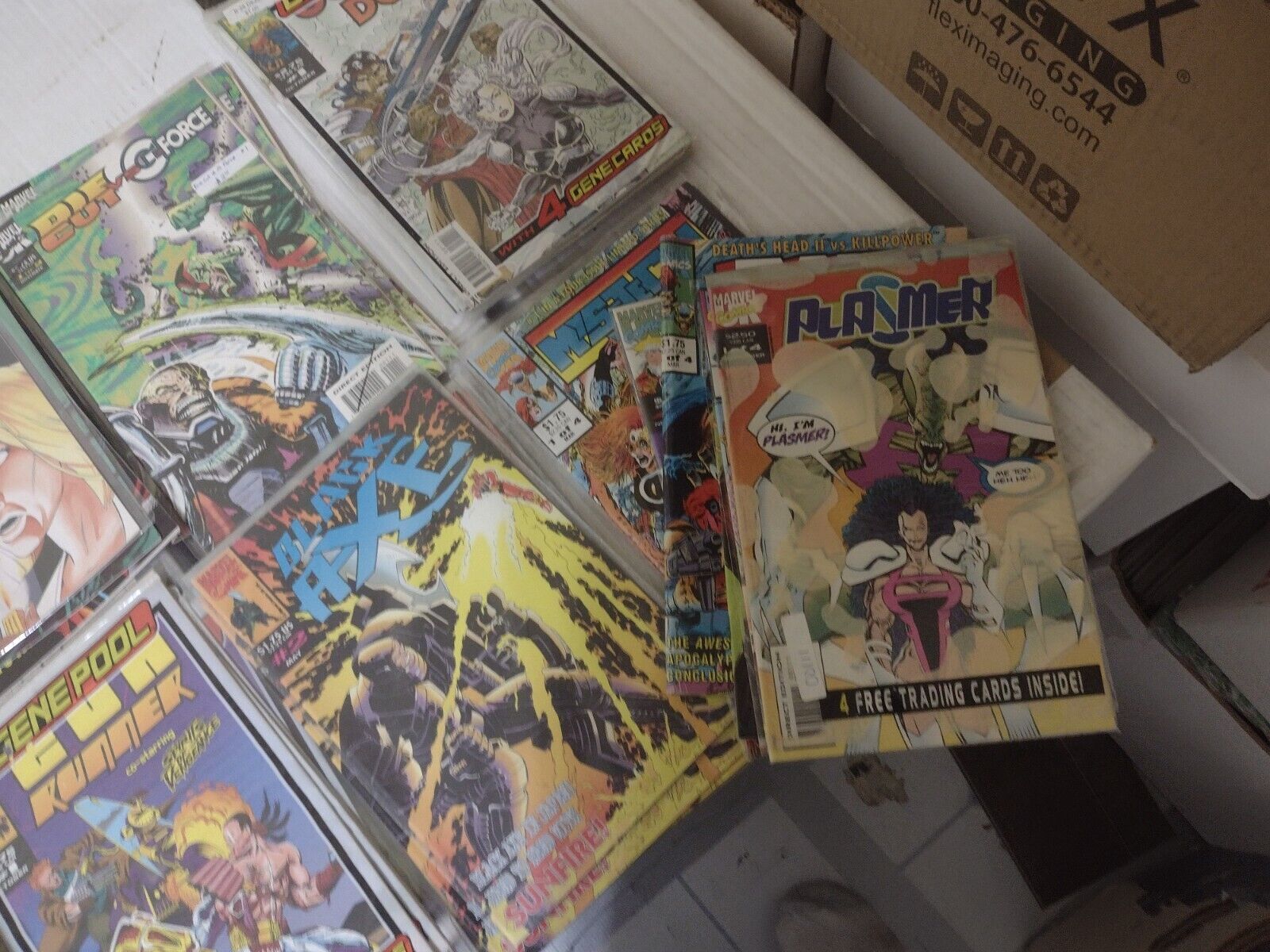 box of 60+ comics marvel uk gene dogs mystech wars black axe hells ...