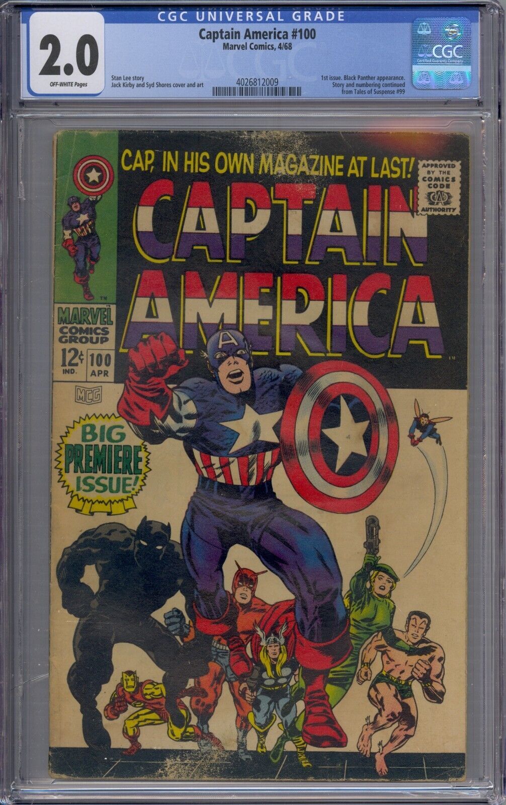 Captain America #100 CGC 2.0 1st Issue Black Panther Jack Kirby | Comic ...