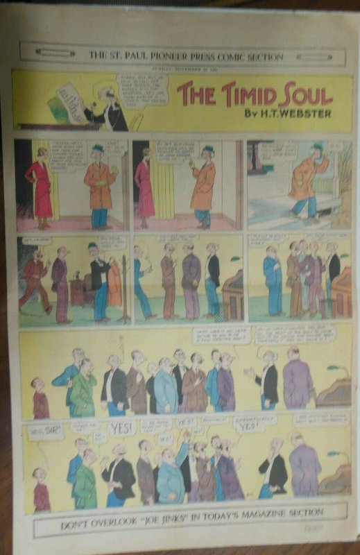 18 The Timid Soul Sunday Page by HT Webster from 1931 Large Full Size ...