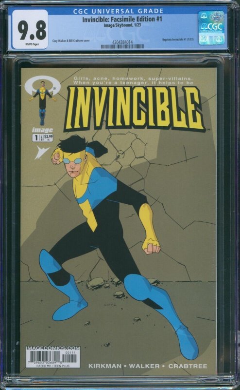 Invincible #1 Facsimile Edition CGC 9.8 Reprints 2003 Original Image ...