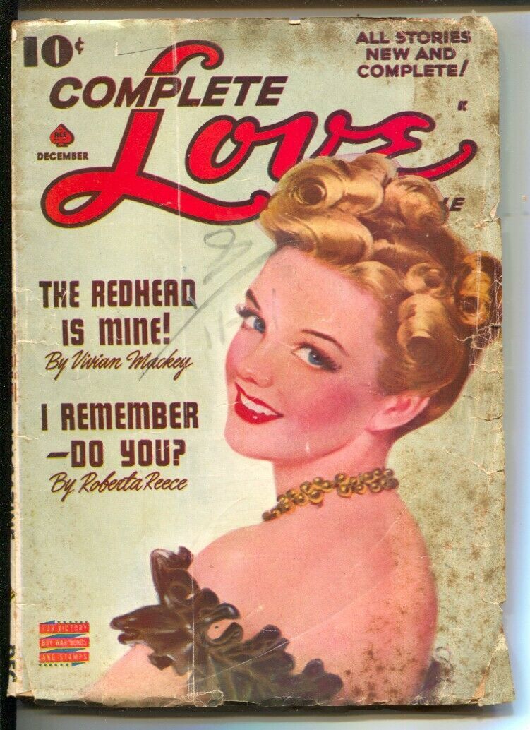 Complete Love 12/1943-Ace-pin-up girl portrait cover-WWII issue-Doris ...