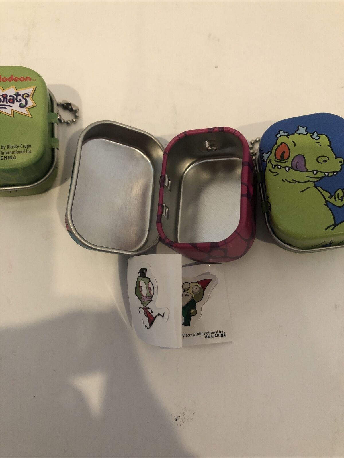 Invader Zim & Rugrats Reptar Keychain Tin 2” With Sticker Inside Set Of ...