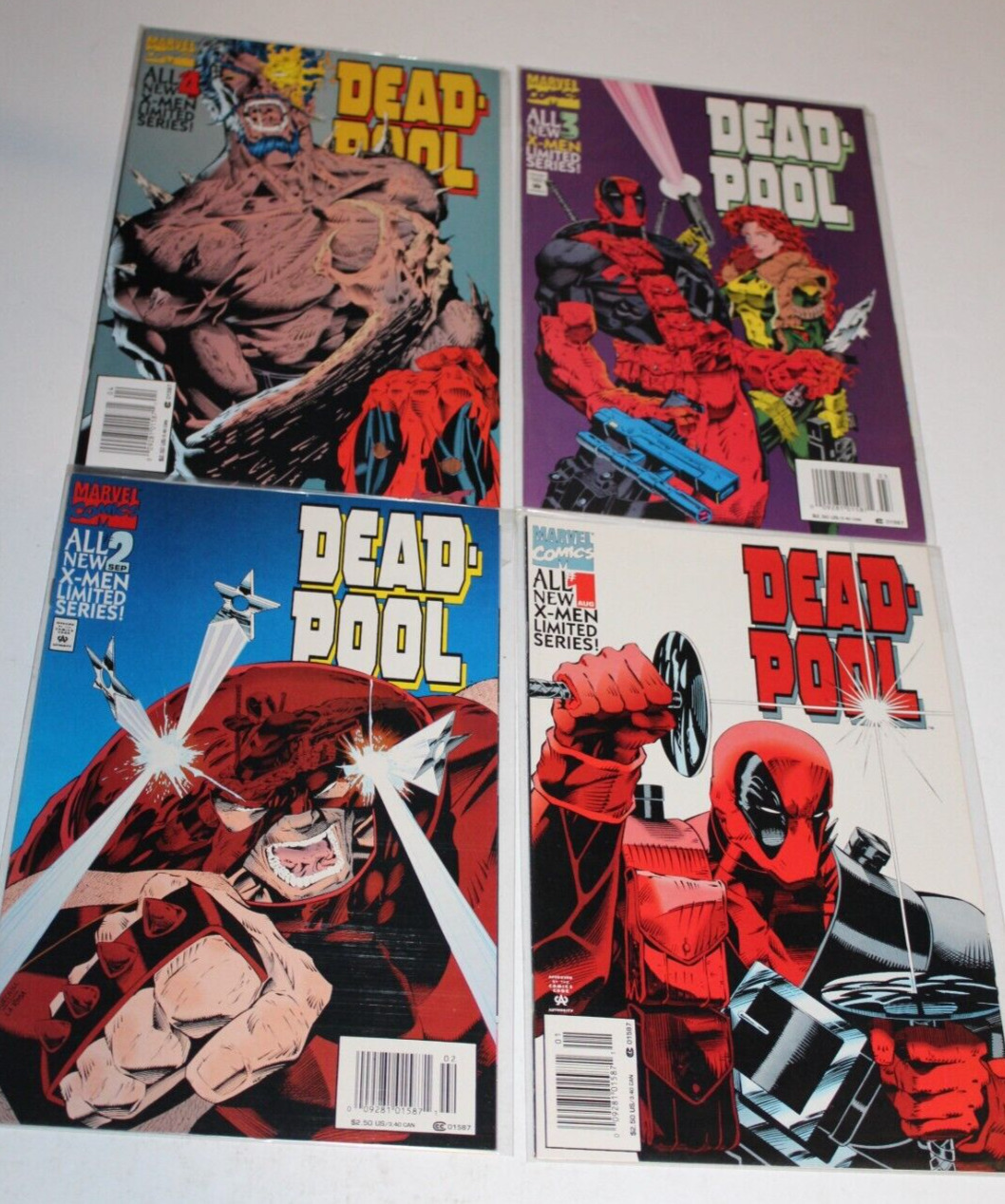 Newsstand Variant Complete Set Deadpool 1 2 3 4 1994 NM BOARDED Comics HTF mini | Comic Books ...