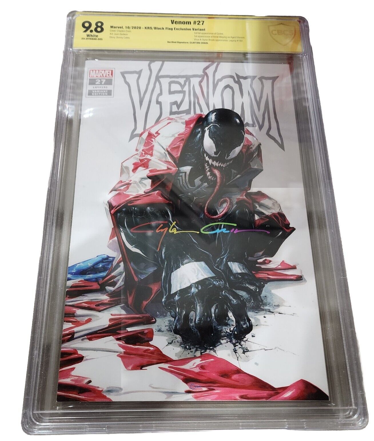 Venom 27 Cbcs 9.8 Signed by Clayton Crain Trade Dress KRS Black Flag ...