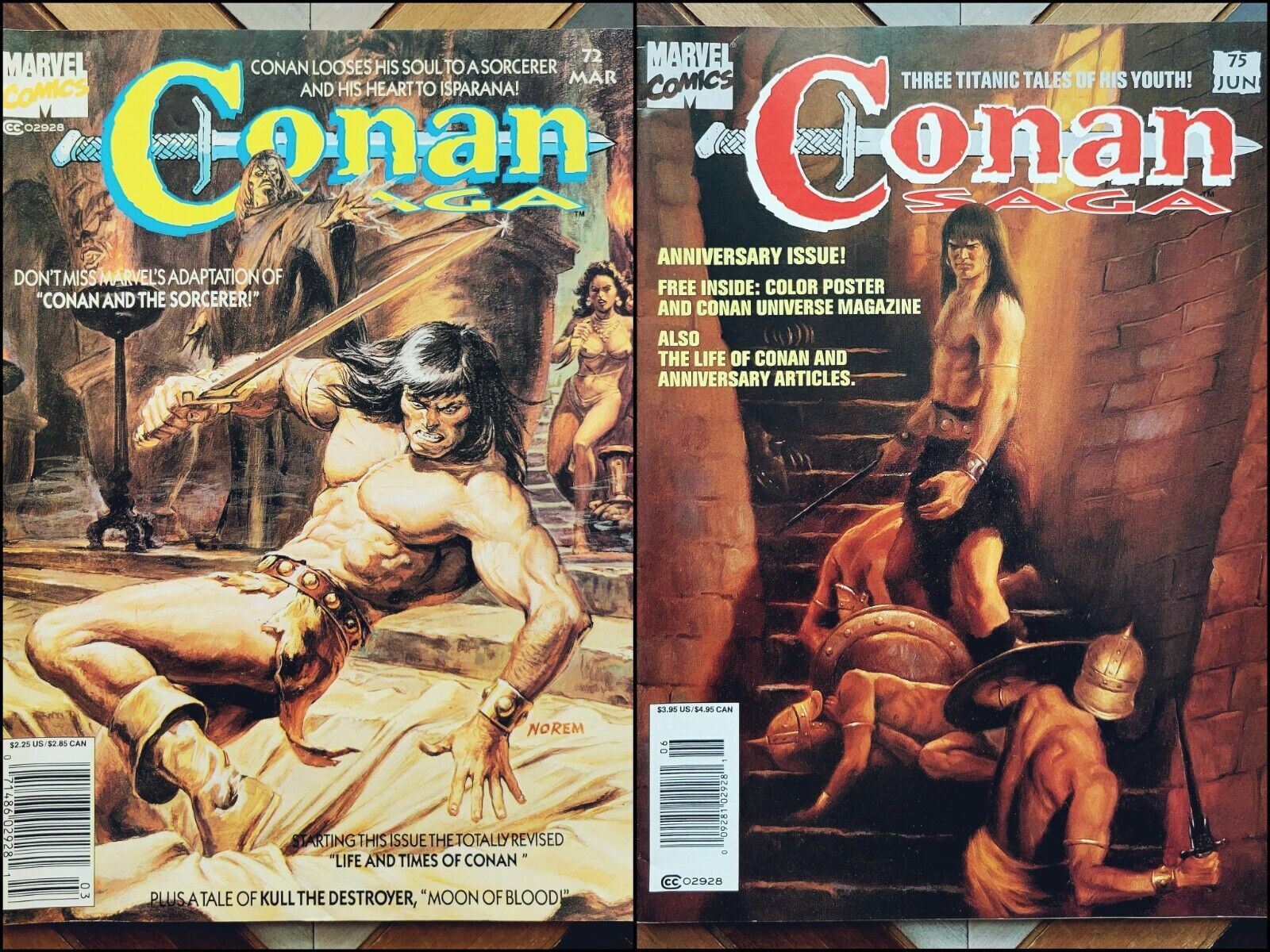 CONAN SAGA #72 & 75 (Marvel 1993) Buscema Art ISPARANA/KULL + Anniversary Issue | Comic Books ...