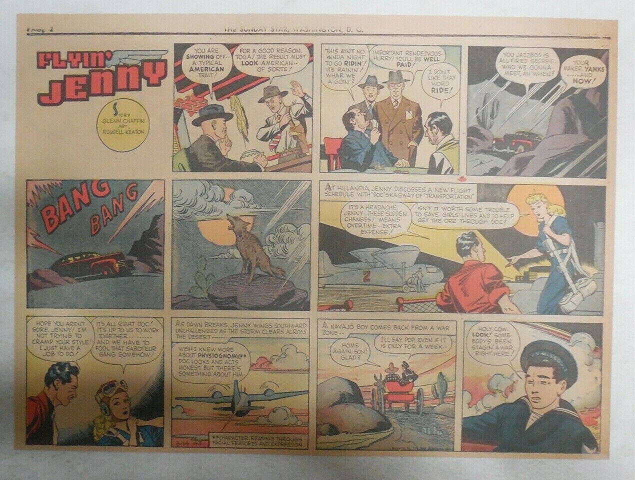 Flying Jenny Sunday Page by Russell Keaton from 3/14/1943 Size: 11 x 15 ...