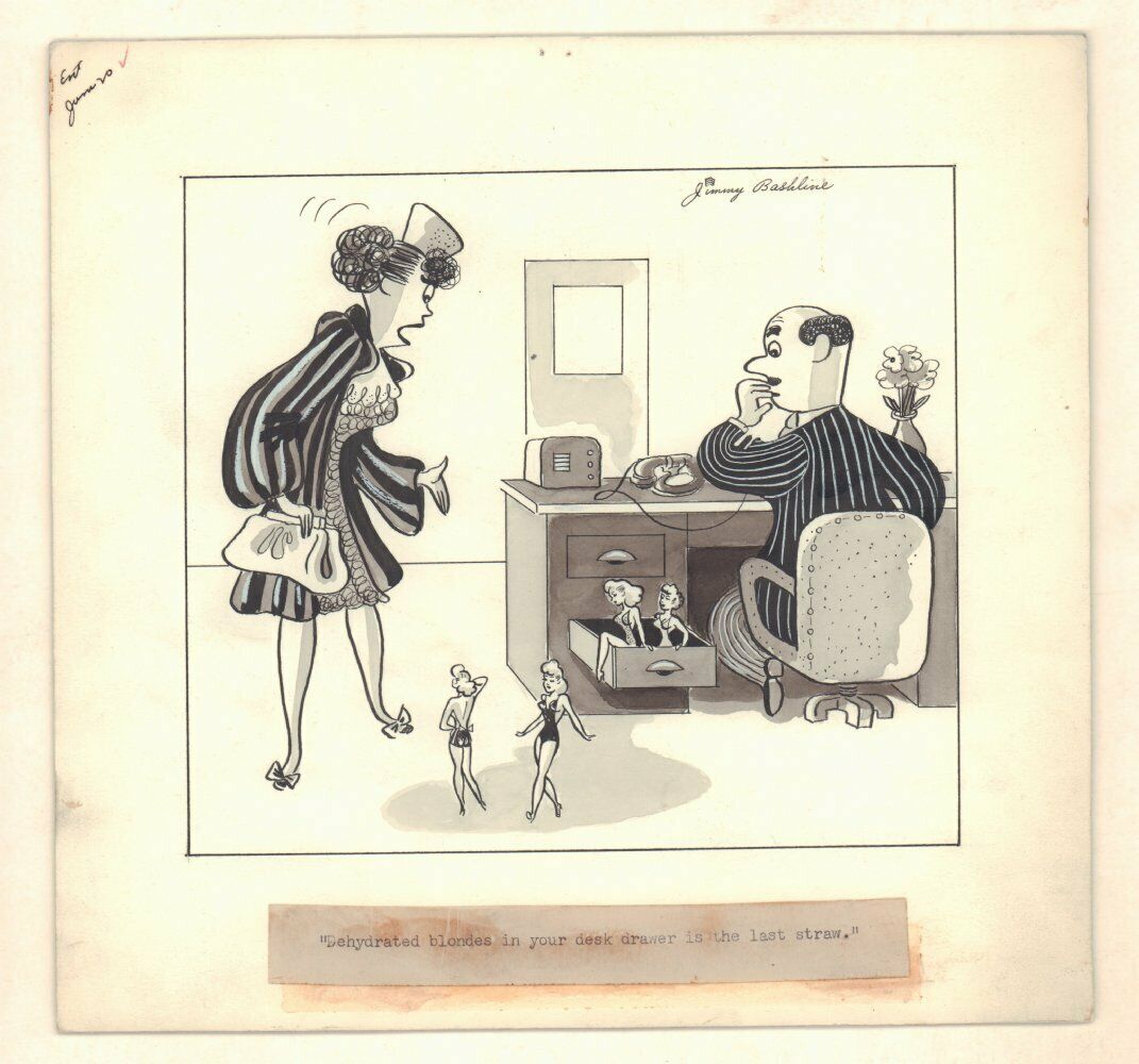 Tiny Sexy Girls Gag - Late 1940's Signed art by Jimmy Bashline | Comic ...