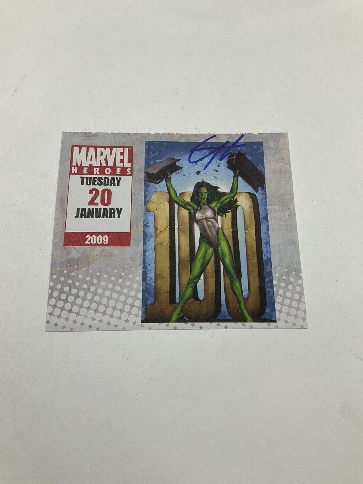 She Hulk Calendar Page Tuesday January 20 2009 Signed Greg Horn Marvel ...