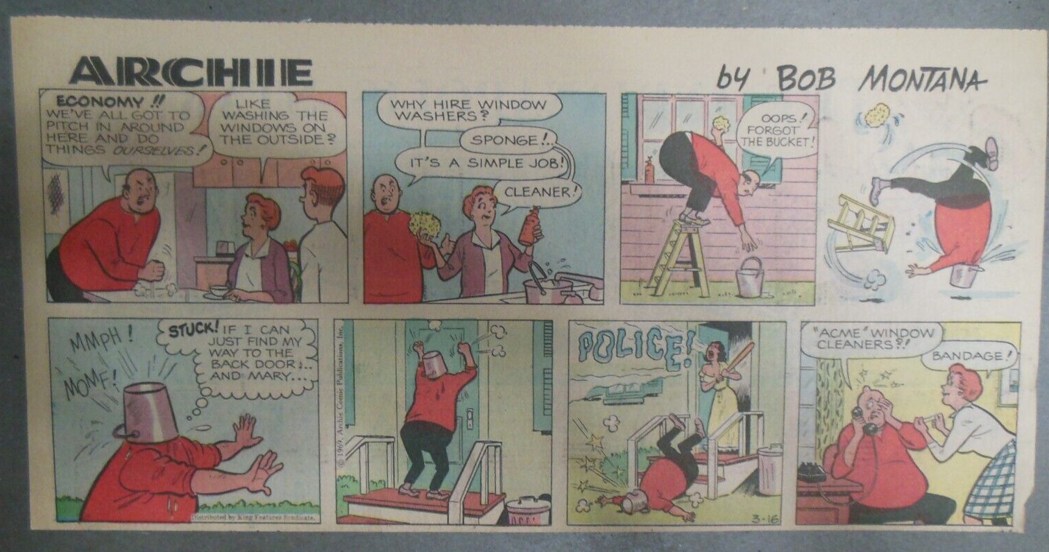 (33) Archie Sunday Pages by Bob Montana from 1969 Third Page Size 7.5 x ...