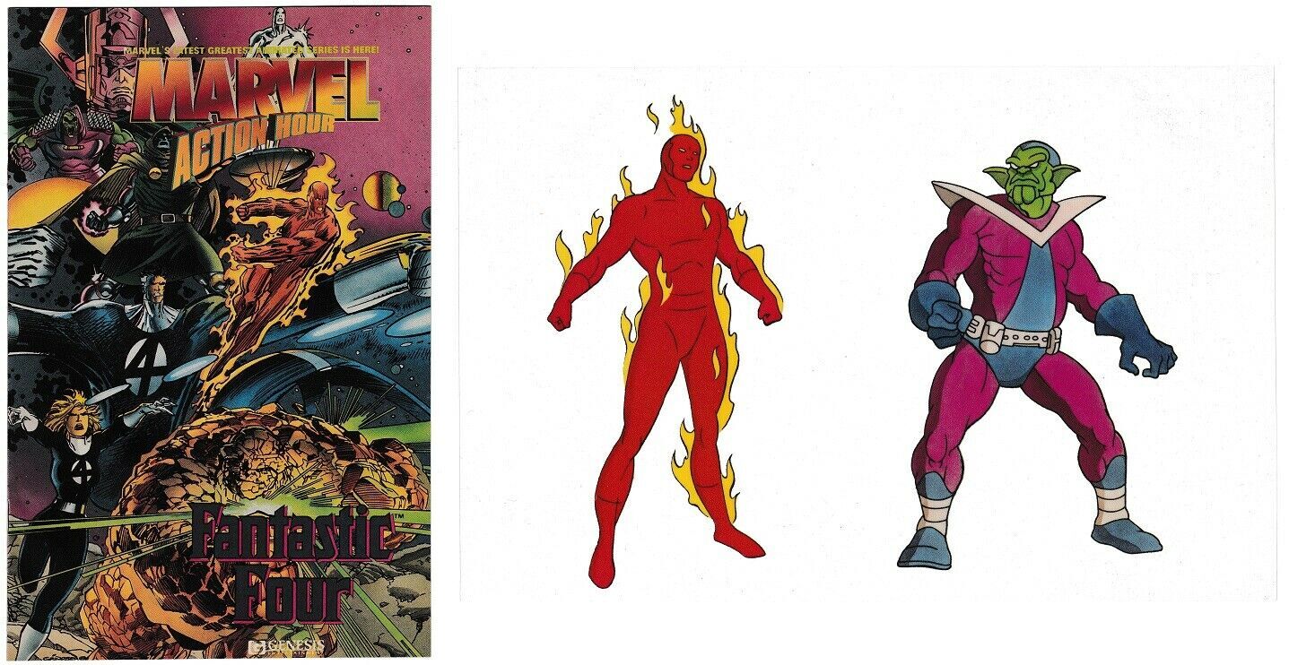 Marvel Action Hour Fantastic Four Promo w/ Human Torch & Skrull Cel Art ...