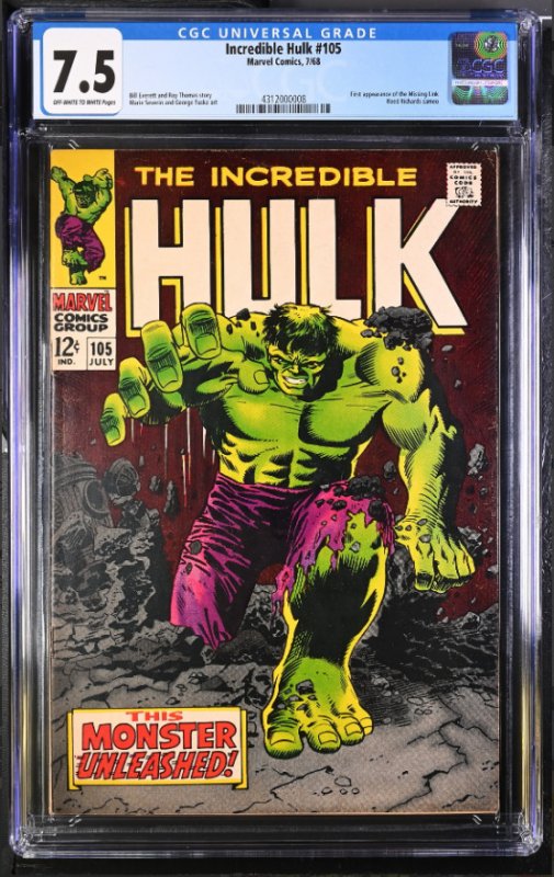 Incredible Hulk #105 CGC 7.5 OW/W - 1968 | Comic Books - Silver Age ...