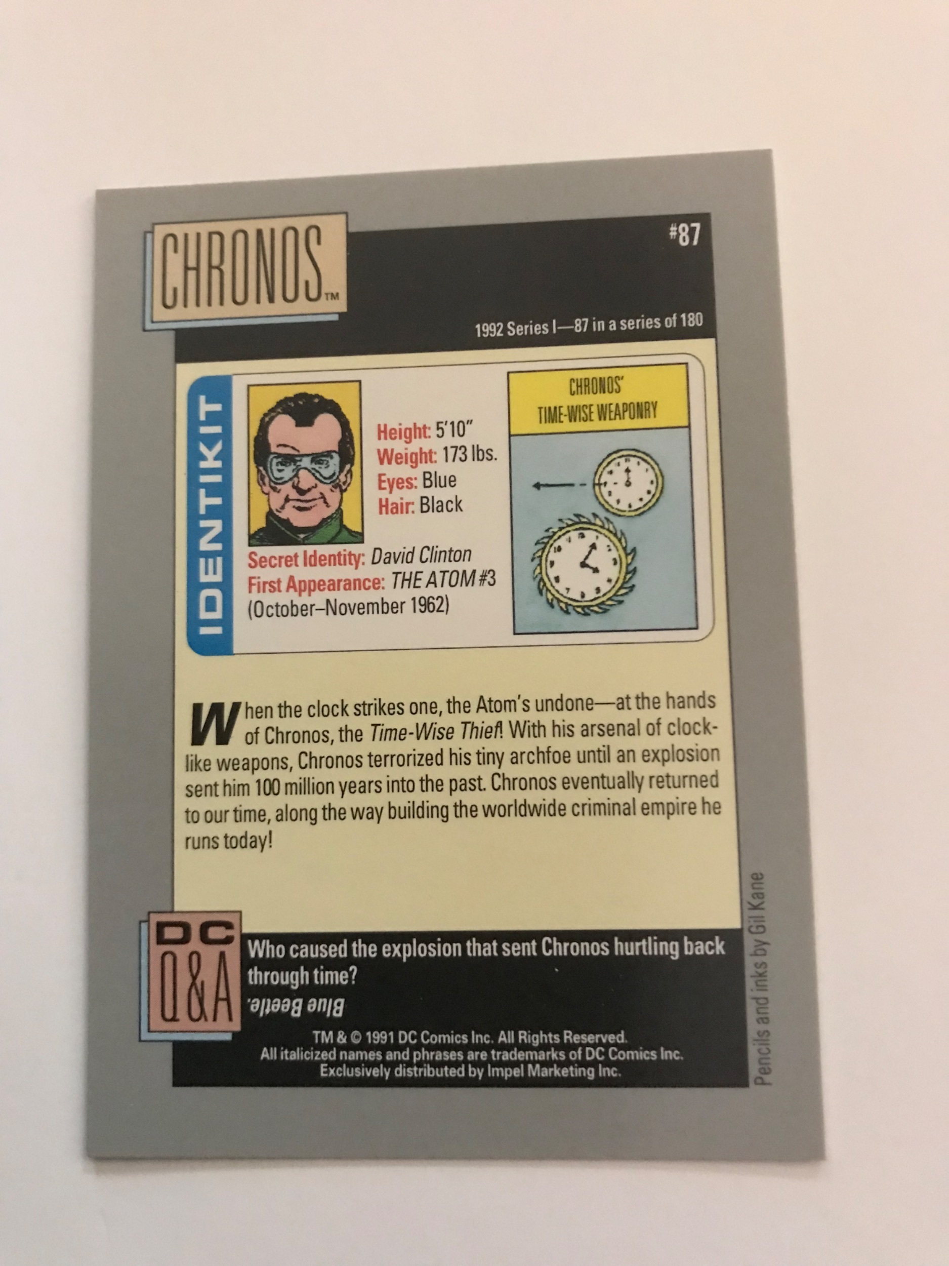 CHRONOS #87 card : 1992 DC Universe Series 1, NM/M, Impel; The Atom ...