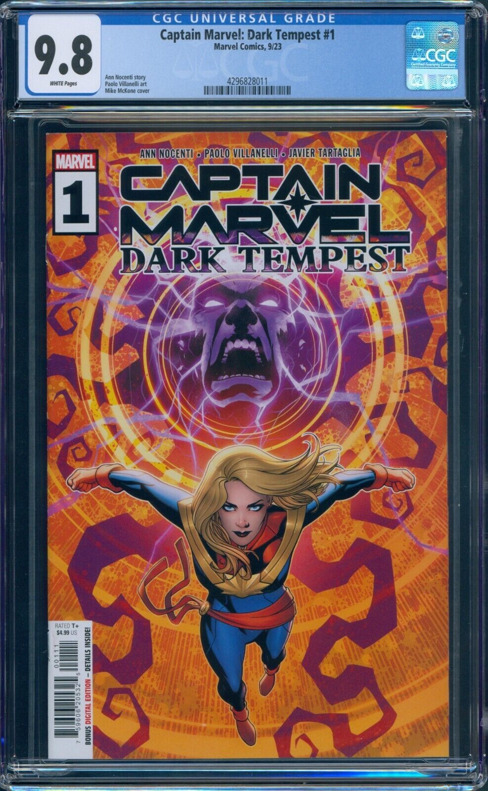 Captain Marvel Dark Tempest 1 CGC 9.8 1st Appearance of Nada Key Cover ...