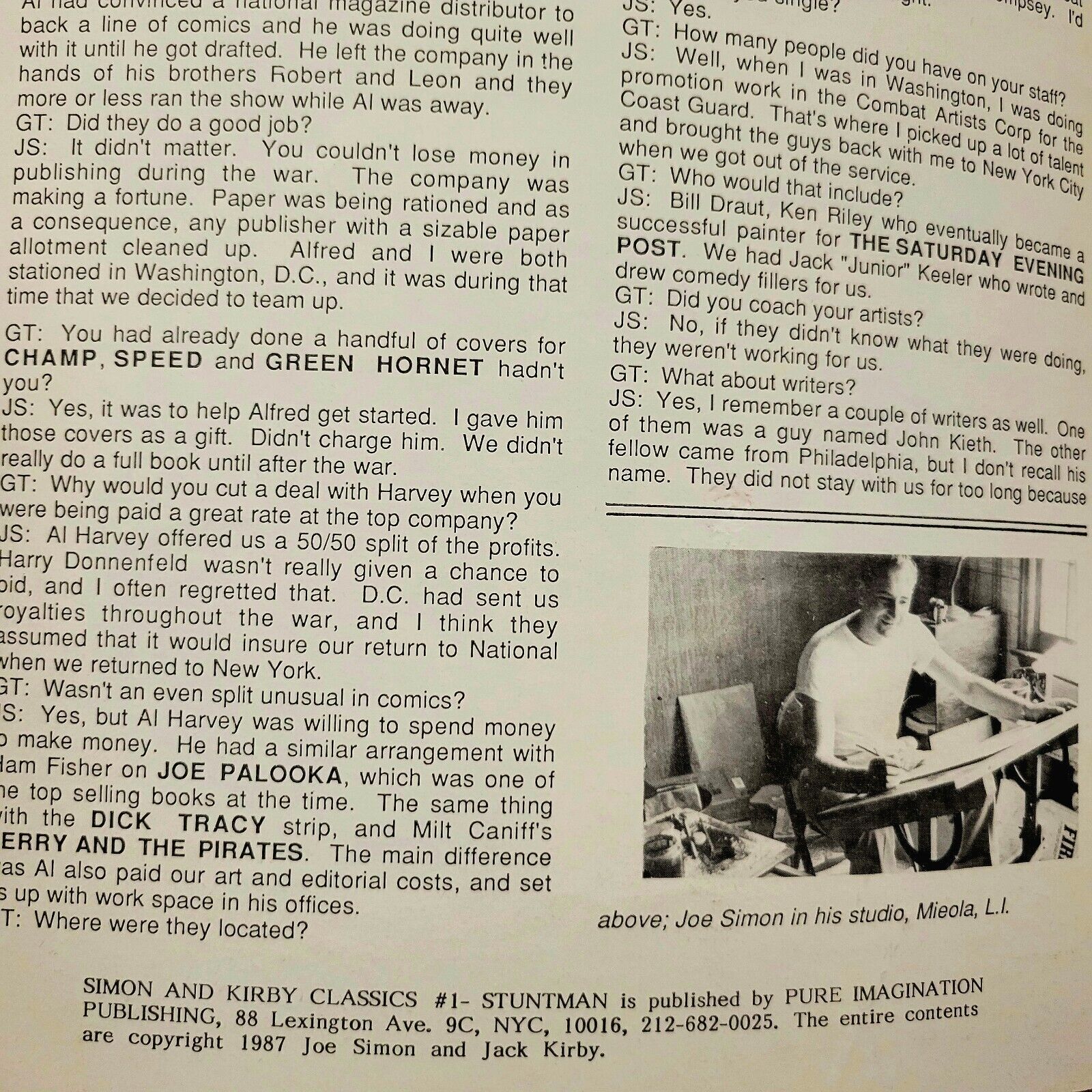 SIMON & KIRBY CLASSICS #1 ft. STUNTMAN (1987) FN/VF Joe Simon & Jack ...