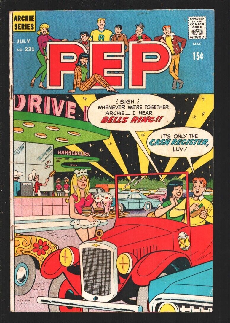 Pep # 231 1969-Drive-In restaurant cover-Carhop-ice cream-Archie ...