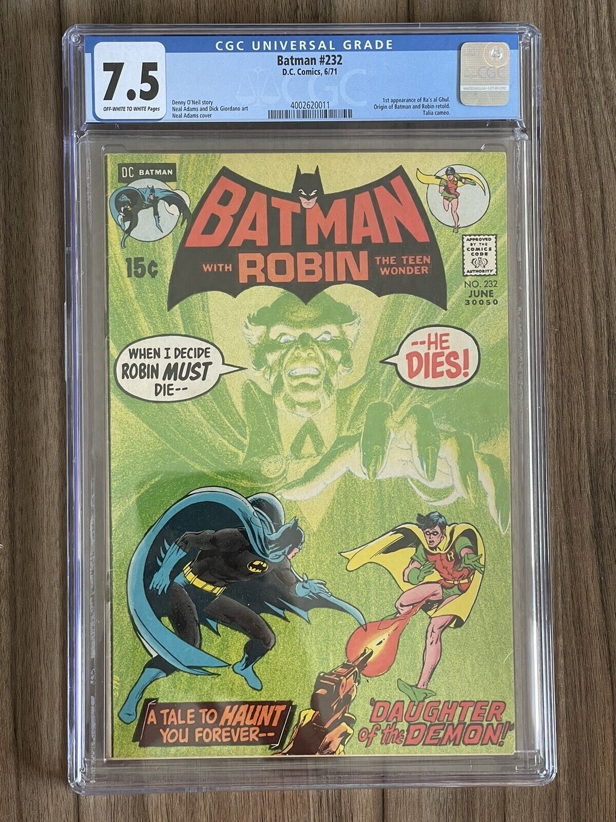 Batman #232 CGC 7.5 - 1st App Ra's al Ghul Neal Adams Cover & Art DC ...