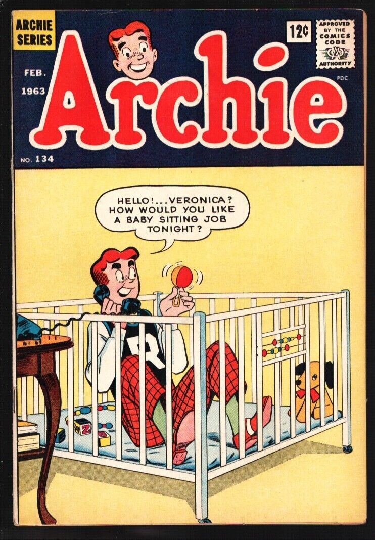 Archie Comics #134 1963- Betty & Veronica-Baby sitting gag cover- FN+ ...