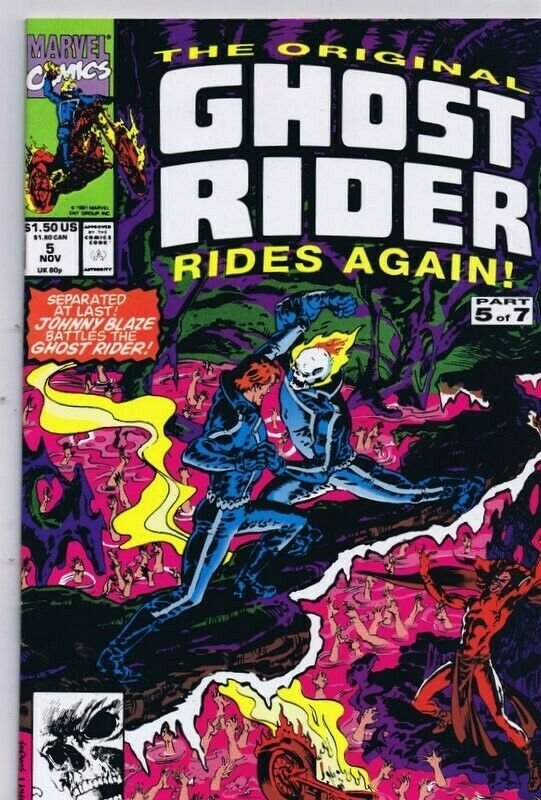 Original Ghost Rider Rides Again #5 ORIGINAL Vintage 1991 Marvel Comics ...