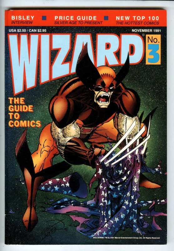 1991 Wizard Magazine No. 3 WOLVERINE COVER with Ghost Rider POSTER ...