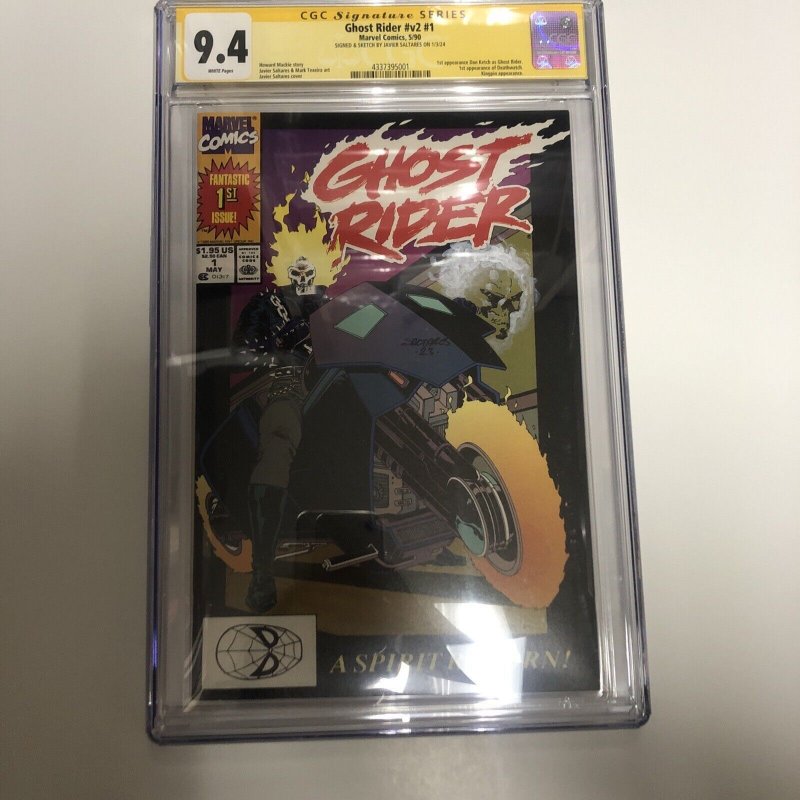 Ghost Rider (2024) V2 # 1 (CGC 9.4 SS) Signed & Sketch Javier Saltares ...
