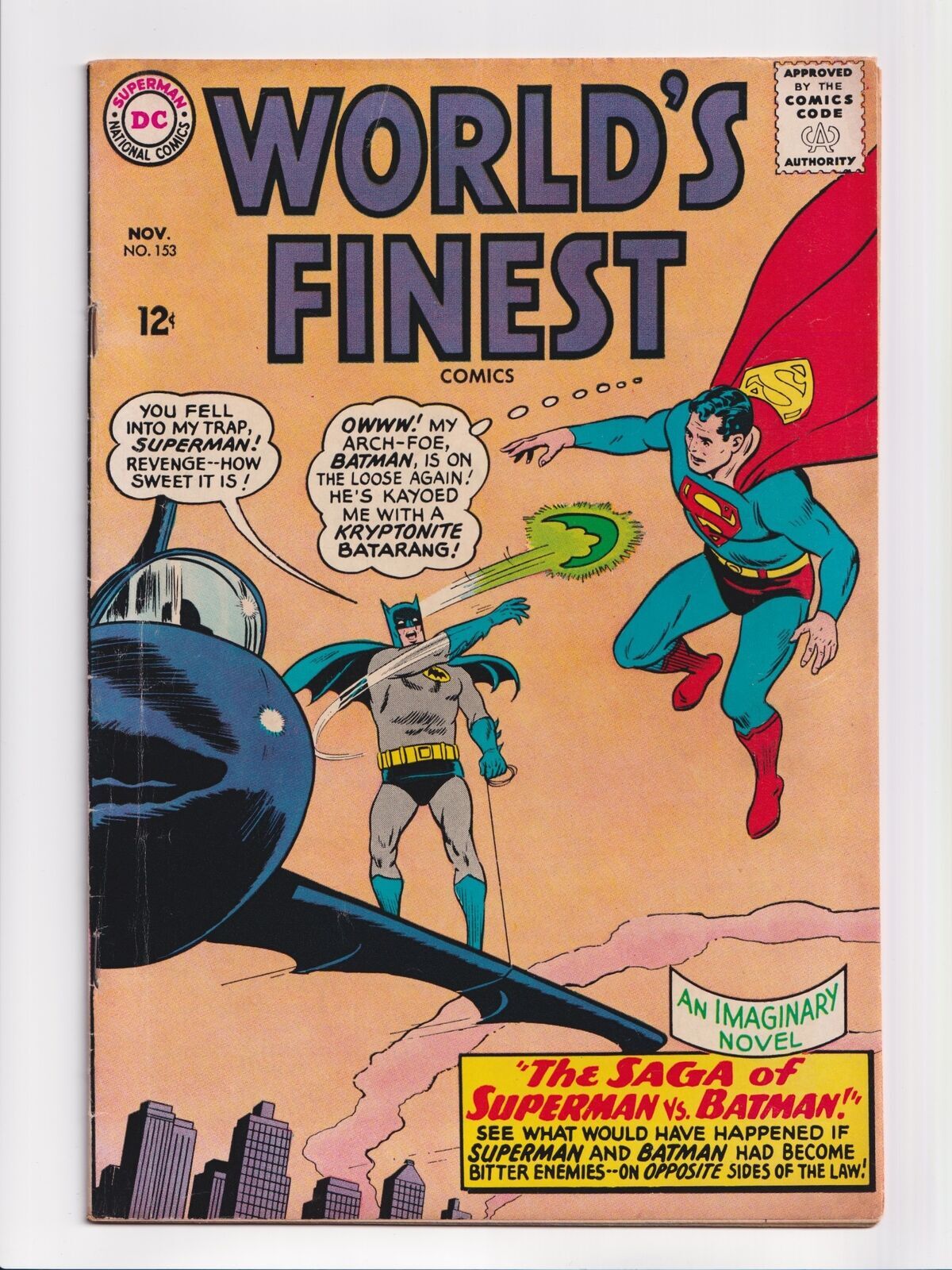 World's Finest #153 DC Comics 1965 Sharp Copy FN- Batman Slaps Robin ...