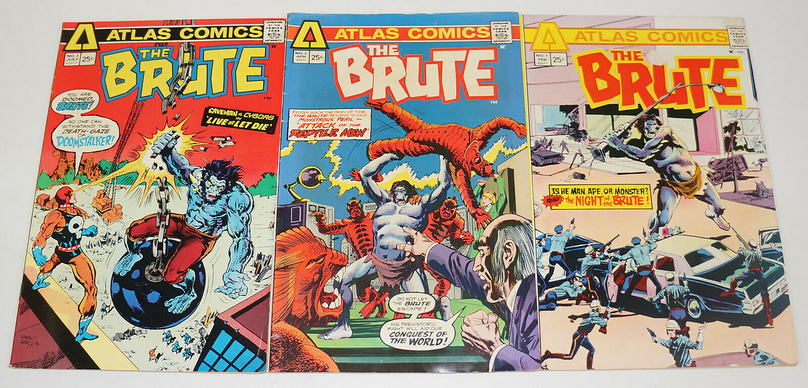 the Brute #1-3 FN complete series - atlas comics 1975 bronze age set ...