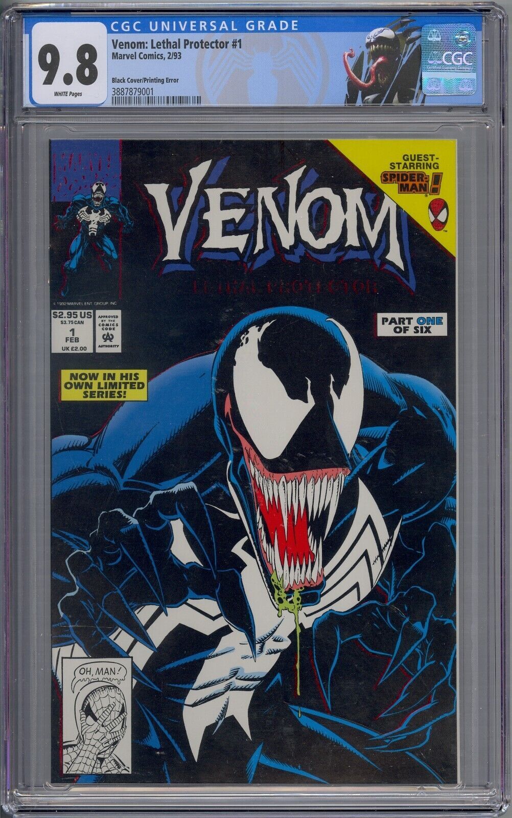 Venom Lethal Protector #1 CGC 9.8 Black Cover Printing Error Custom ...