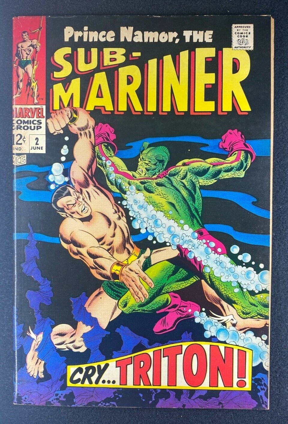 Sub-Mariner (1968) #2 FN- (5.5) Sub-Mariner Triton John Buscema Battle ...