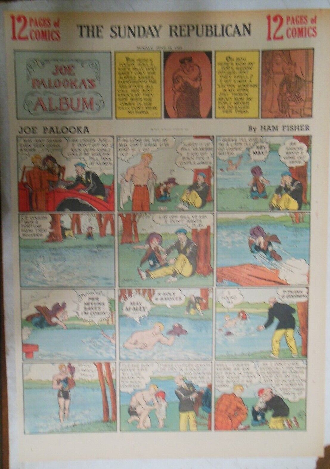 Joe Palooka Sunday Page by Ham Fisher from 6/12/1938 Rare Large Full ...