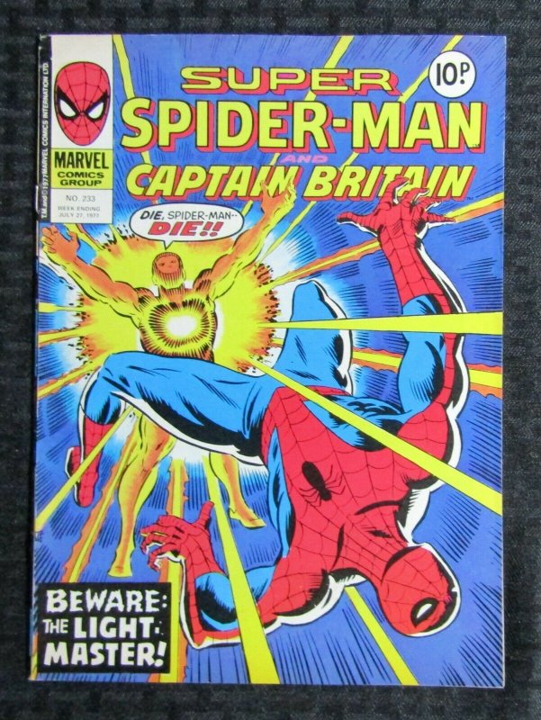 1977 SUPER SPIDER-MAN & CAPTAIN BRITAIN #233 FN+ 6.5 Beware The Light ...