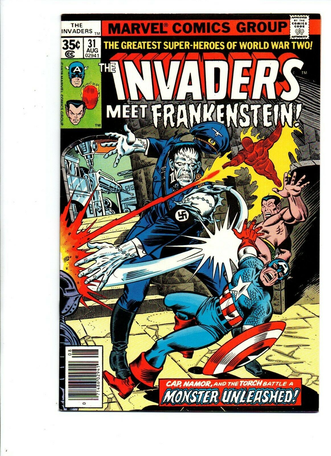 The Invaders #31 newsstand - Captain America - Nazi Frankenstein - 1978 ...