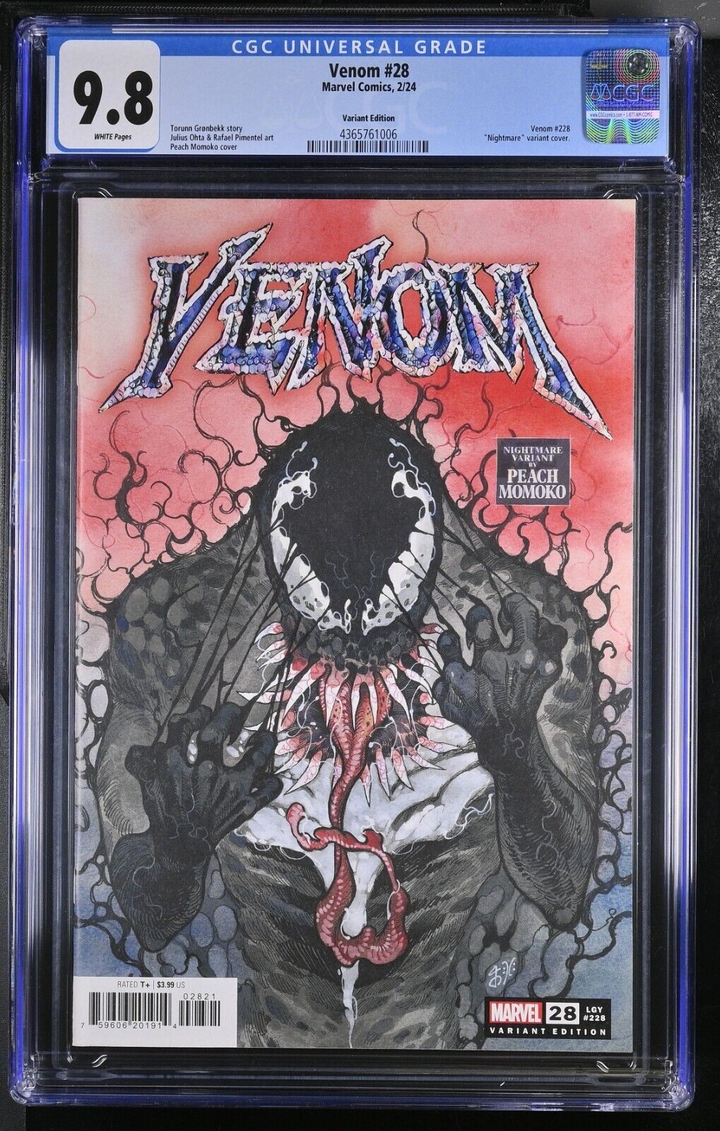Venom #28 CGC 9.8 Peach MoMoKo Nightmare Variant Cover Marvel 2023 ...