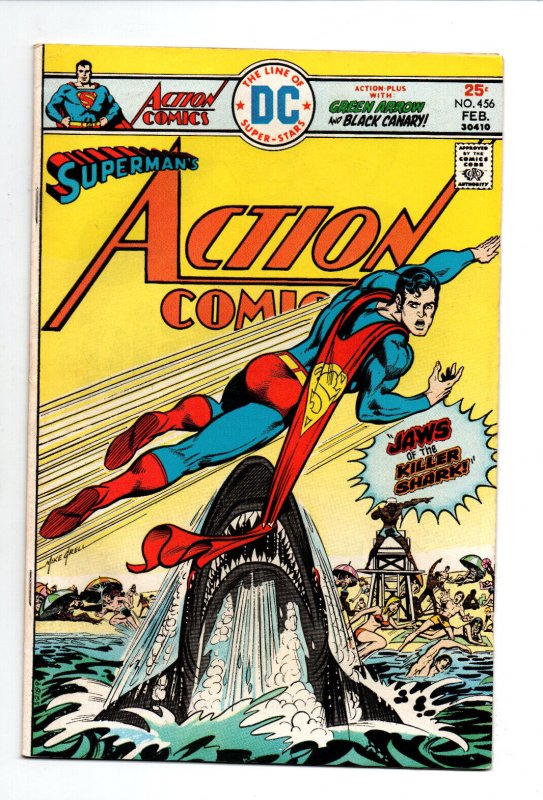 Action Comics #456 - Superman - shark - Jaws Homage cover - 1976 - FN ...