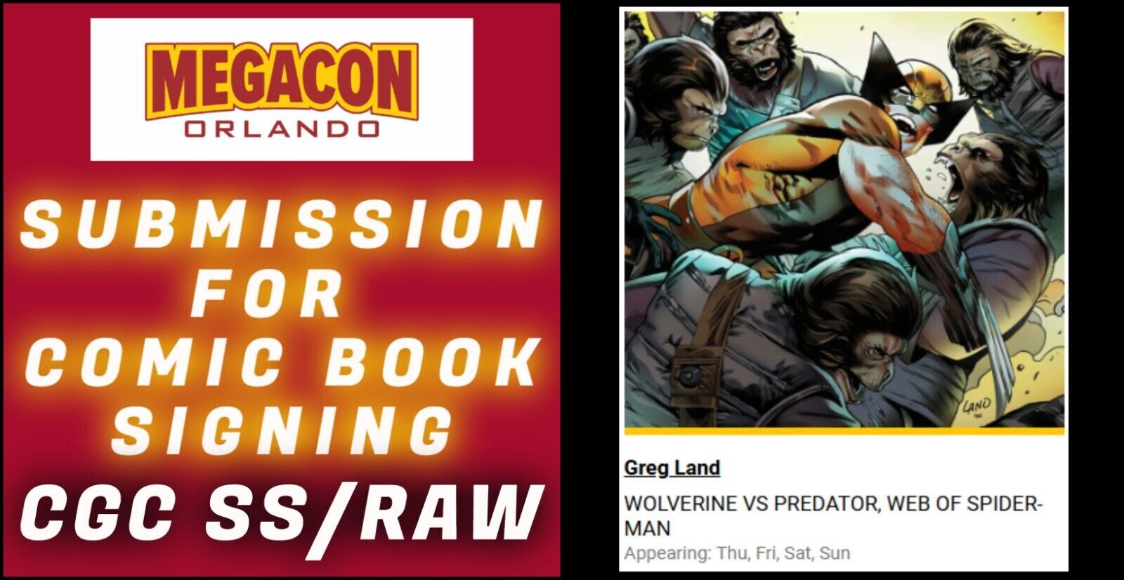 Submission & Service for Greg Land Signing Event at Megacon 2025 CGC SS ...