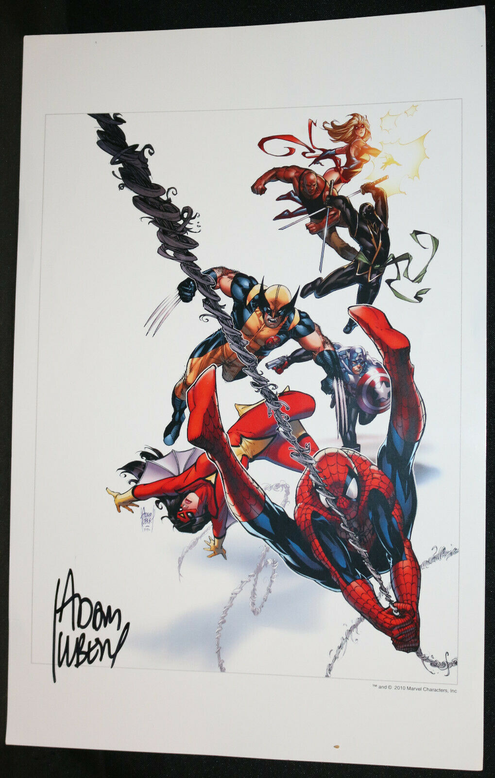 Spider-Man Wolverine Captain America Ms. Marvel Print (EX) Signed by ...