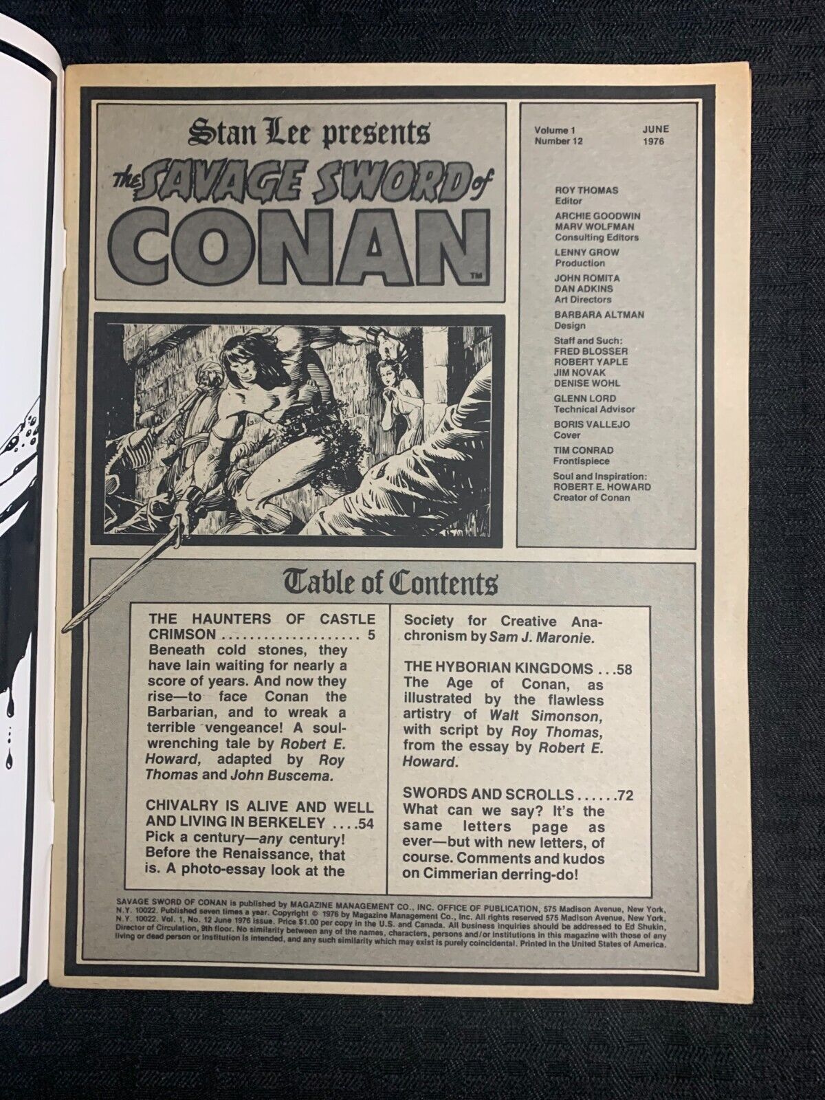 1976 SAVAGE SWORD OF CONAN Magazine #12 VG+ 4.5 Boris Vallejo Cover ...