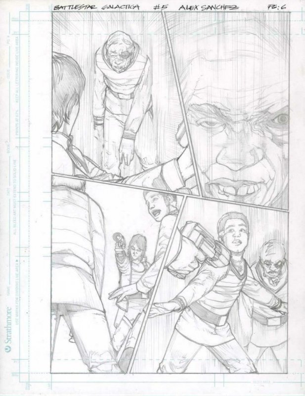 Battlestar Galactica #5 pg 6 Original Penciled art ALEX SANCHEZ ...