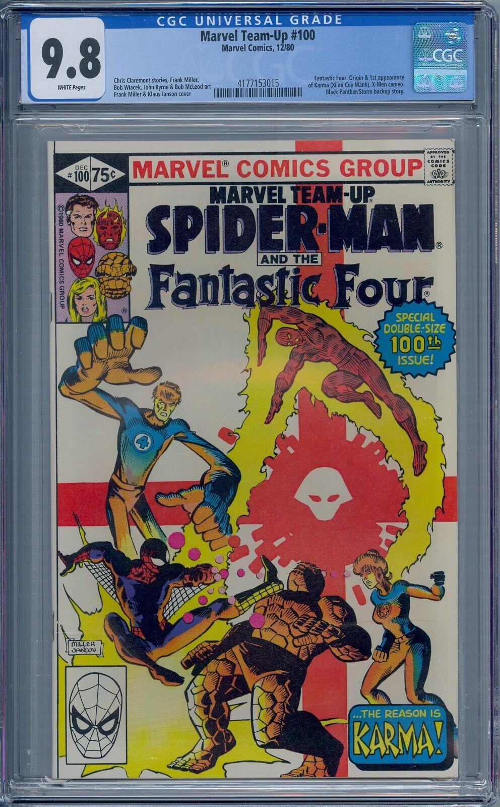 Marvel Team-Up #100 CGC 9.8 Spider-Man 1st Karma White Pages 3015 ...